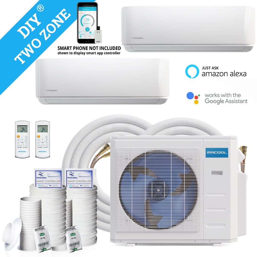 Mrcool Diy 21k Btu 22 Seer 230 Volt 2 Zone Complete Minisplit 9k 12k